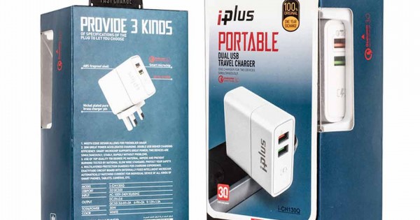 شاحن جداري منفذين شحن سريع IPlus Ch-120Q